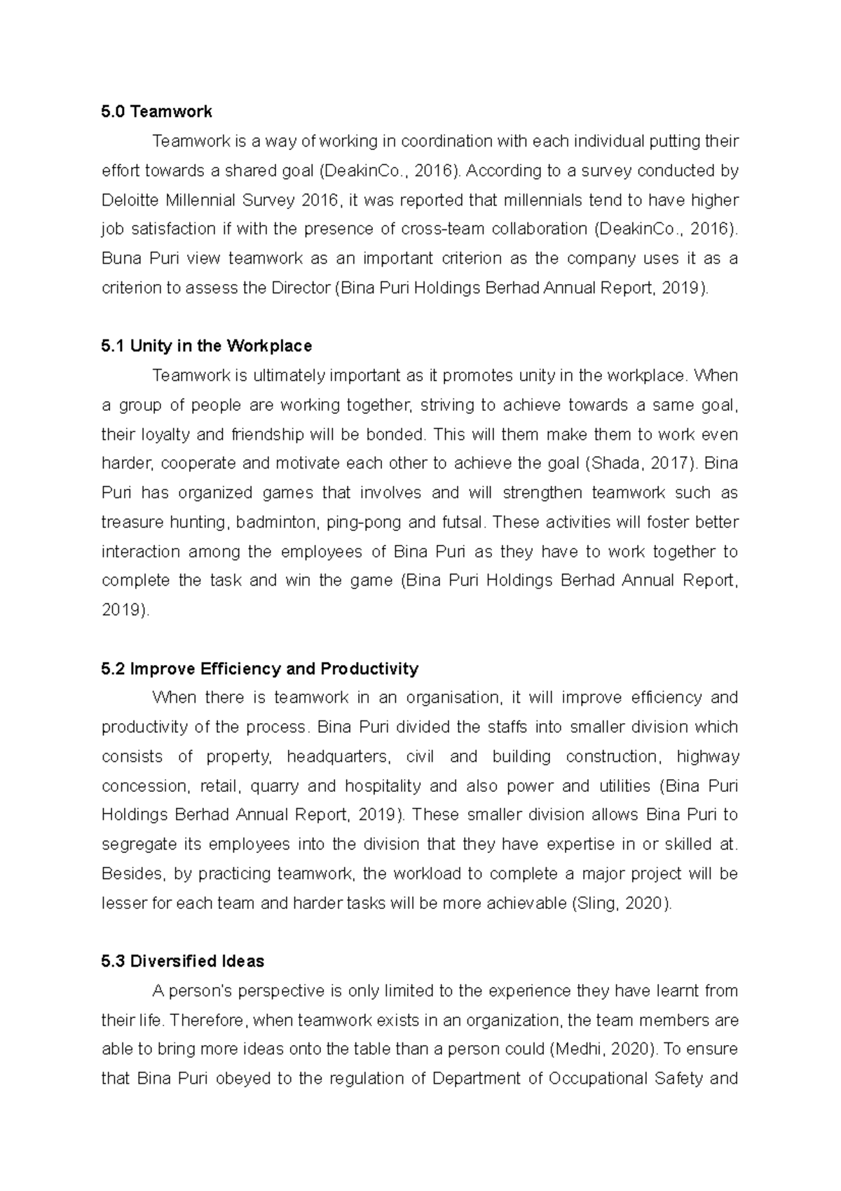 OB Assignment - Teamwork - 5 Teamwork Teamwork is a way of working in ...