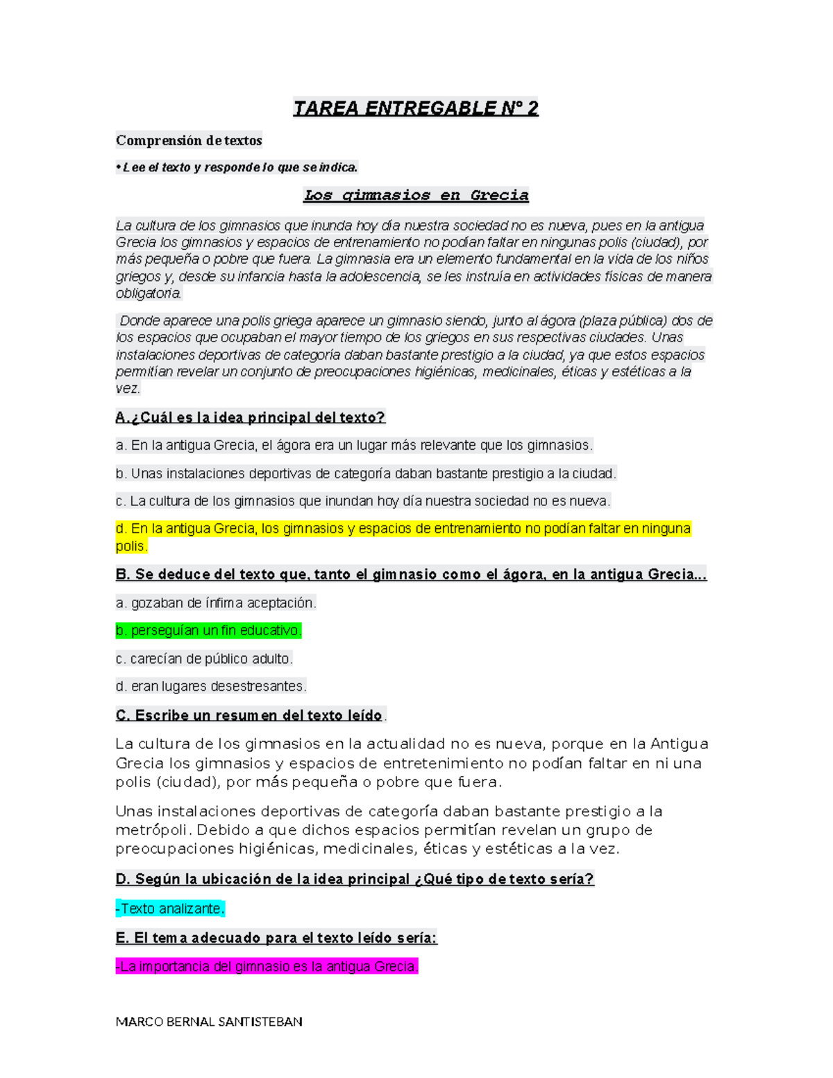 Tarea Entregable N°2 - Marco Bernal Santisteban - TAREA ENTREGABLE N° 2 Comprensión de textos ...