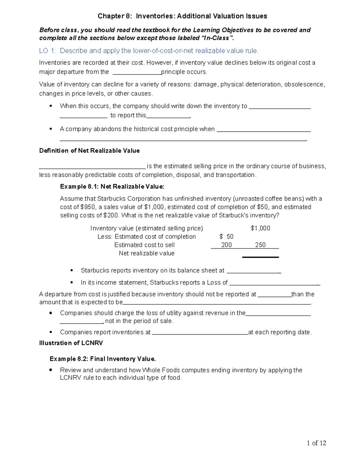 Chapter 8 Notes - Before class, you should read the textbook for the ...