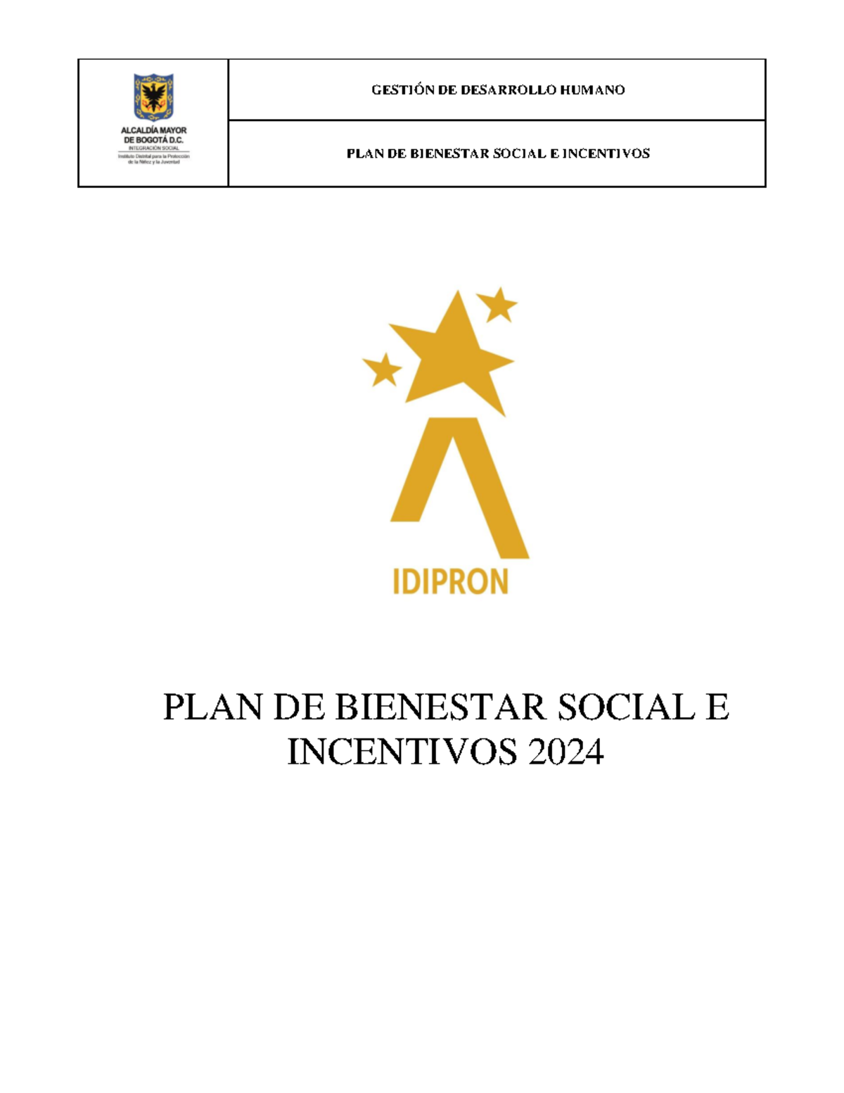 PLAN DE Bienestar Social E Incentivos 2024 - PLAN DE BIENESTAR SOCIAL E ...