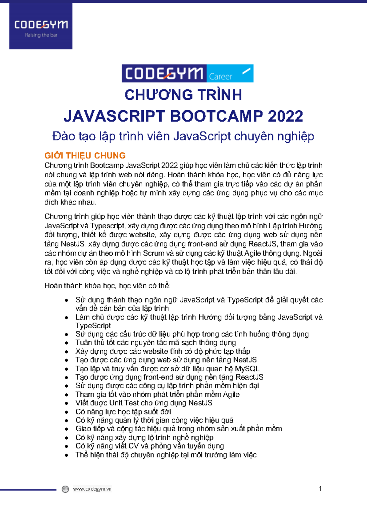 Codegym bootcamp javascript product note 6 - codegym CH ̄¡NG TRÌNH JAVASCRIPT BOOTCAMP 2022 ào t ...