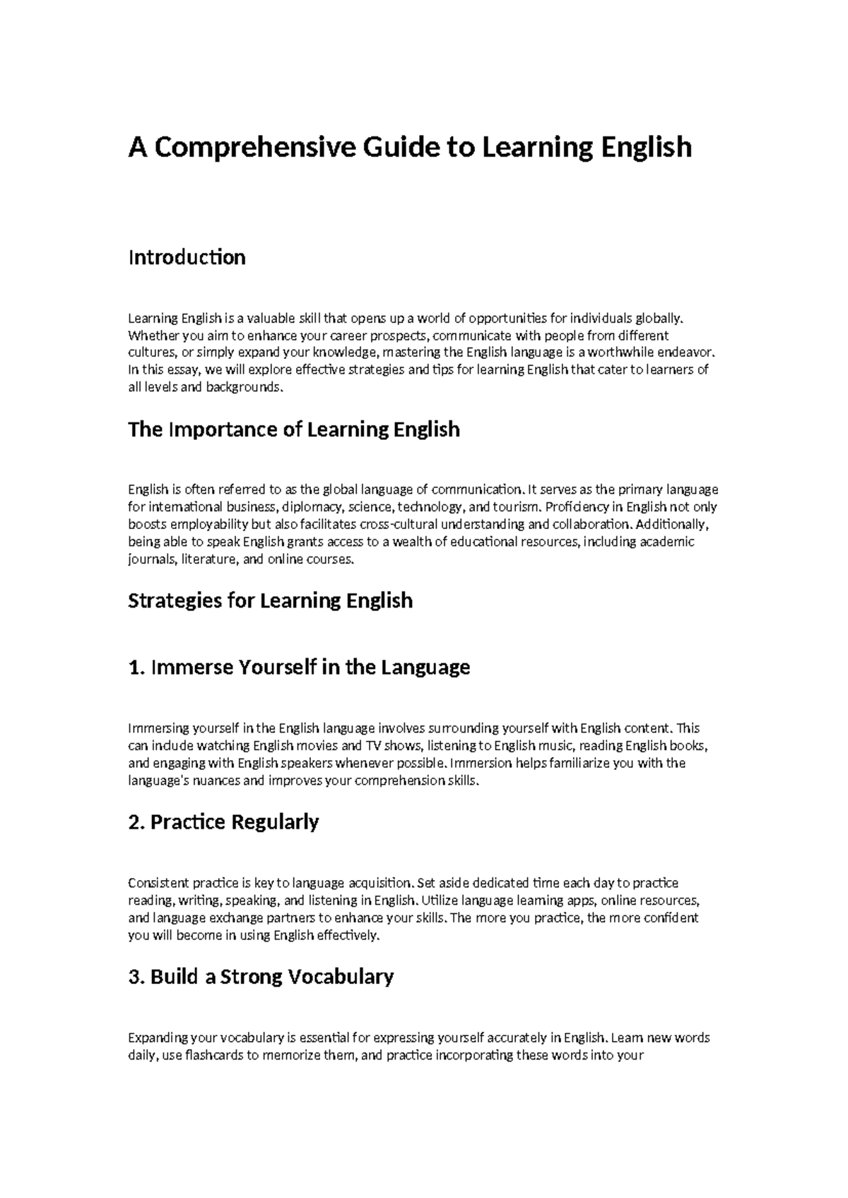 A Comprehensive Guide to Learning English - A Comprehensive Guide to ...