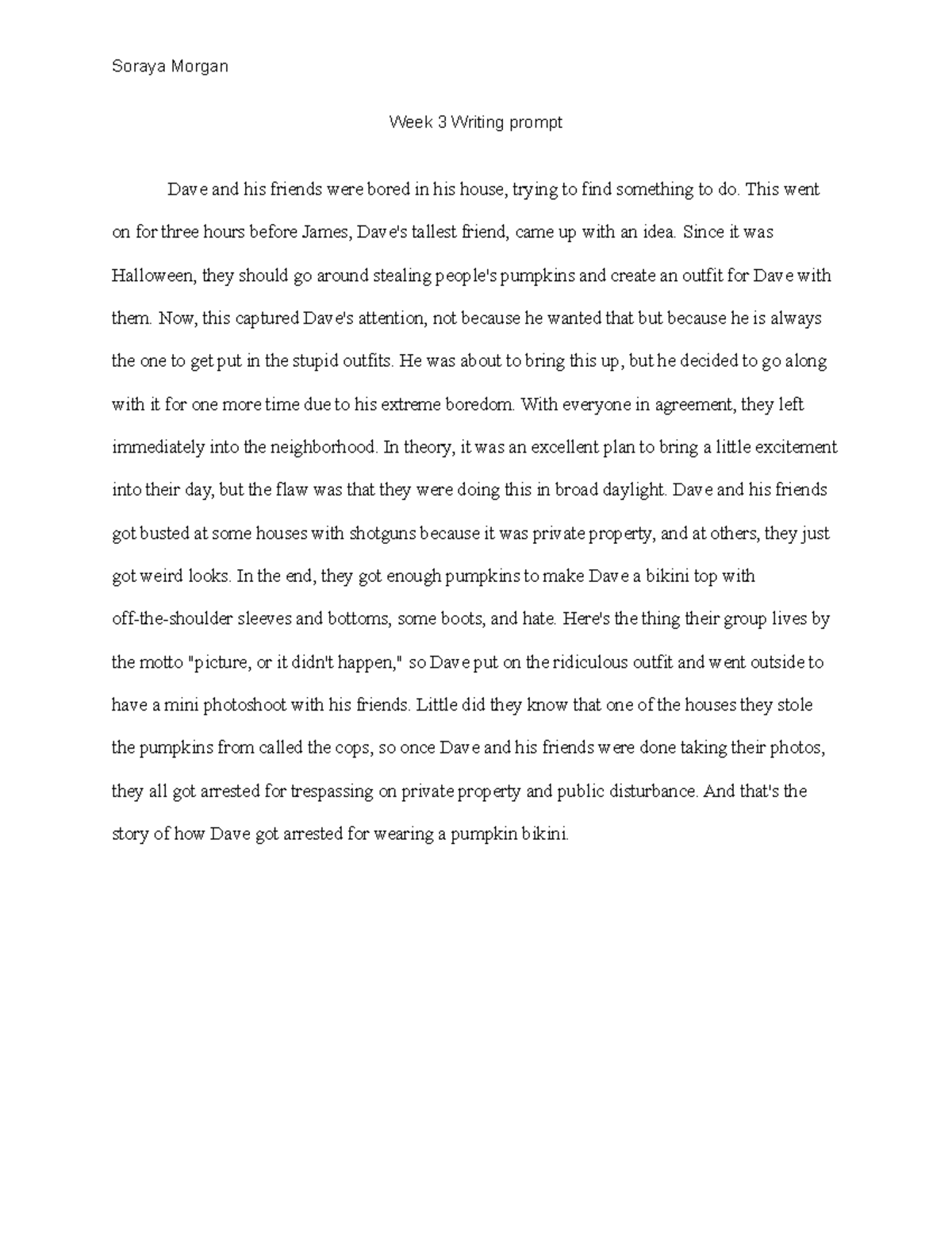 Short story #1-TFM 110 - Teacher: V. Mortensen - Soraya Morgan Week 3 ...
