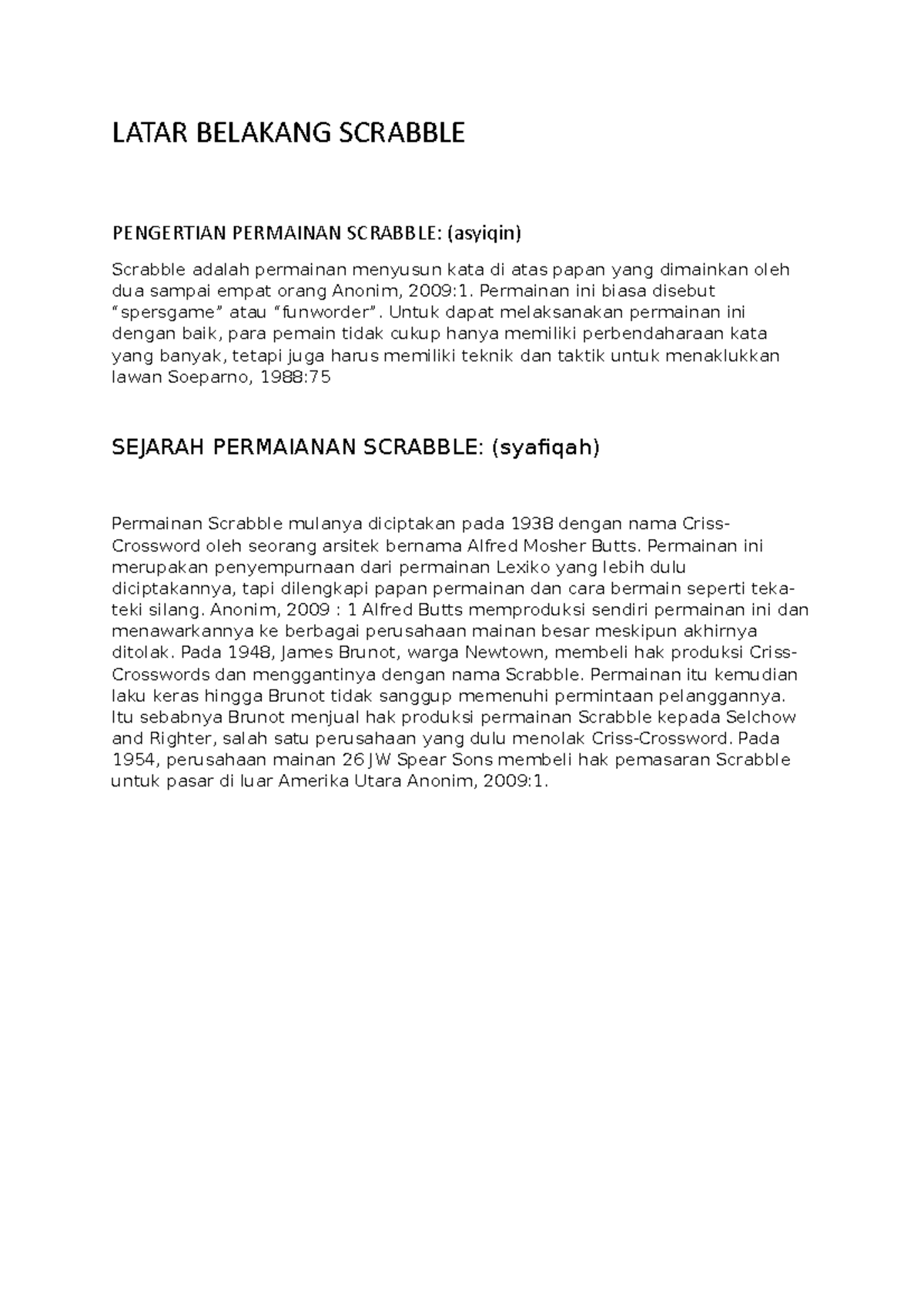 PENGENALAN TENTANG SCRABBLE DAN TENTANG CARA PERMAINANNYA - LATAR ...