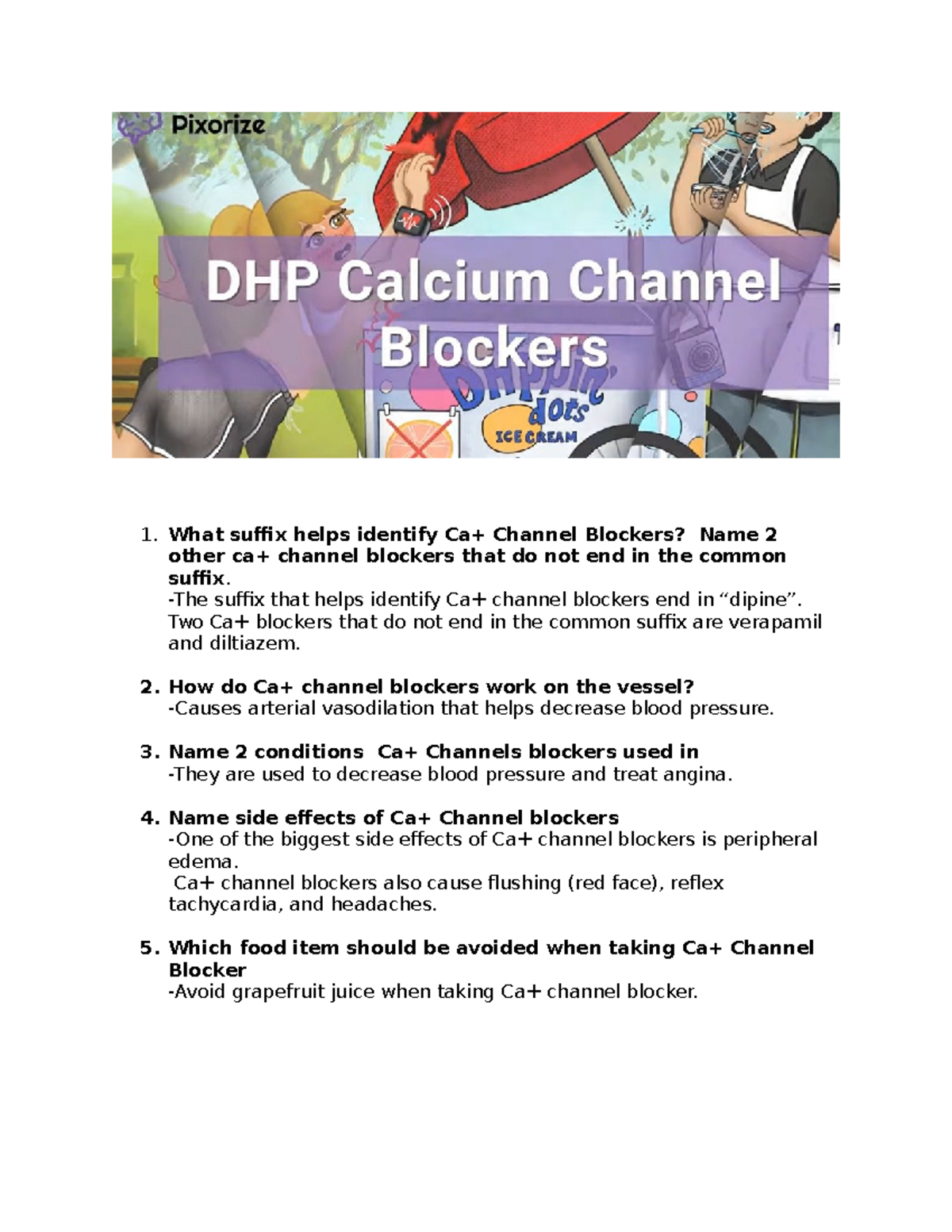 Ca+ Channel Blockers -The suffix that helps identify Ca+ channel ...