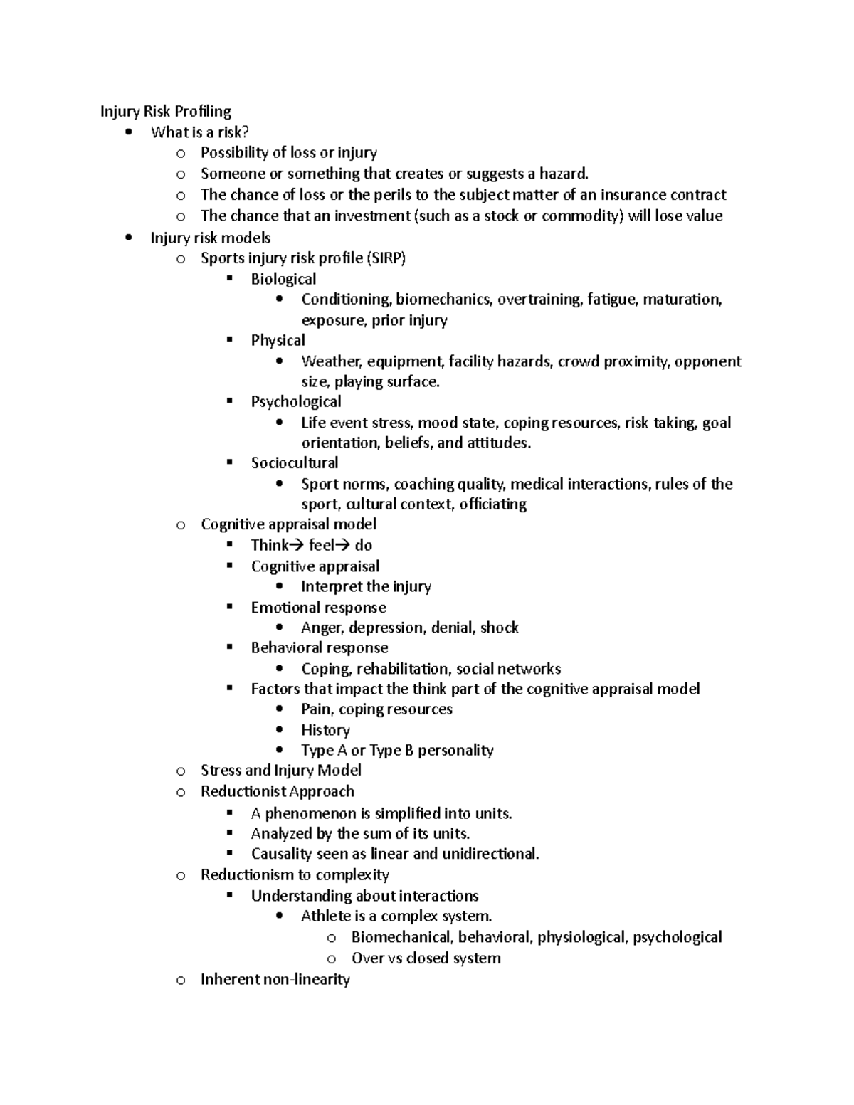 Injury Risk Profiling - how to detect risks and decide what screening ...