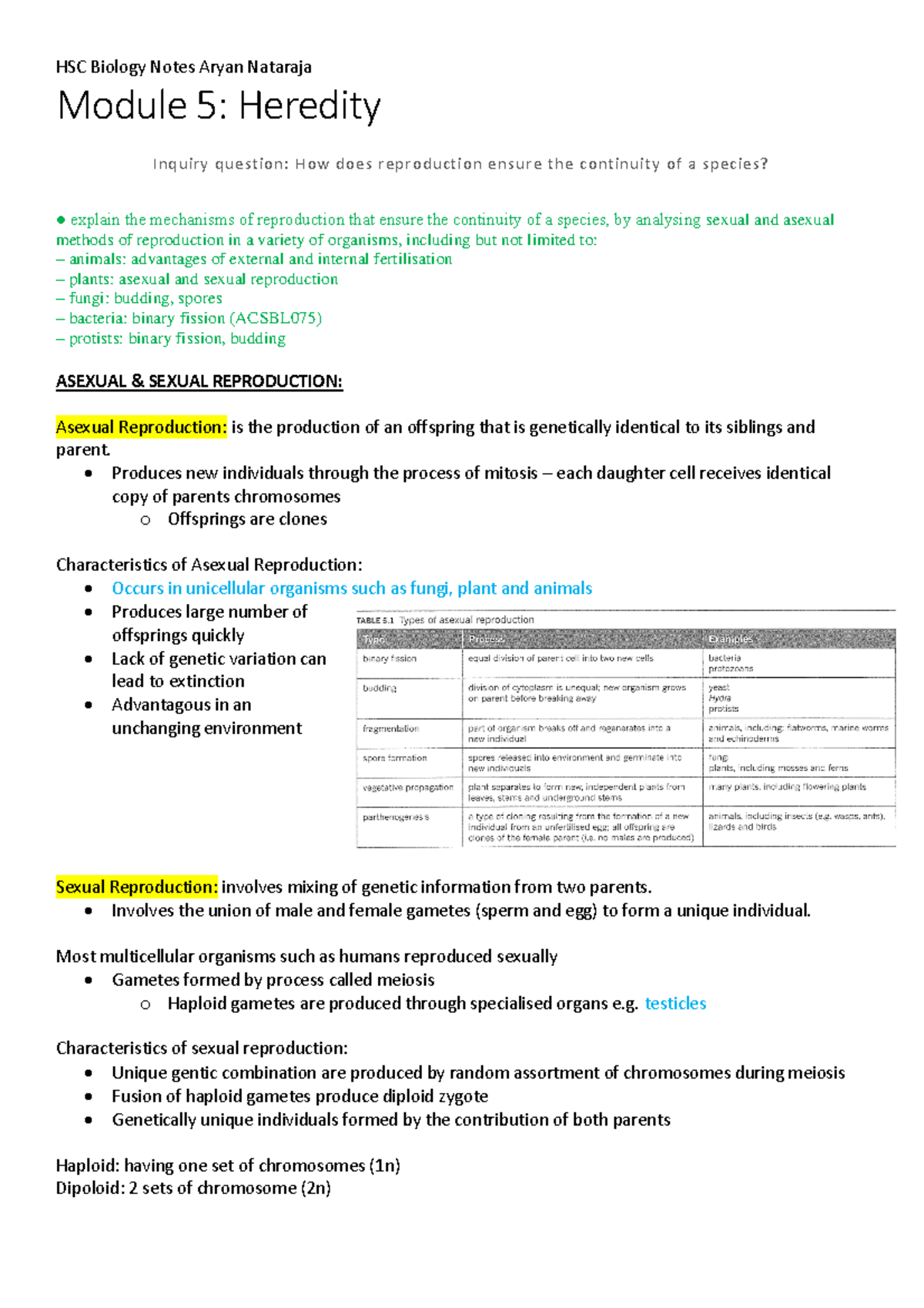 Module 5 notes - Module 5: Heredity Inquiry question: How does ...