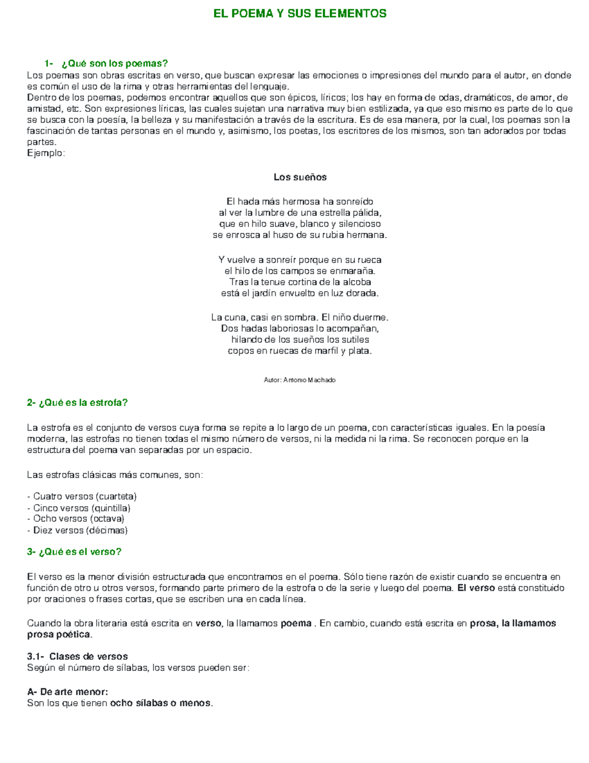 EL Poema Y SUS Elementos PDF - EL POEMA Y SUS ELEMENTOS 1 - ¿Qué son ...