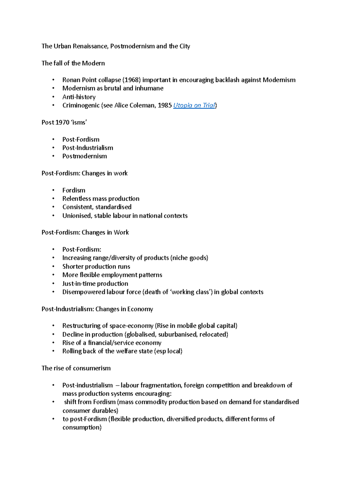 The Urban Renaissance SO712 - The Urban Renaissance, Postmodernism and ...