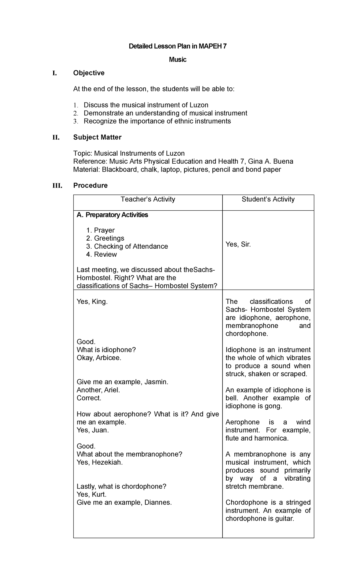 Detailed Lesson Plan in Mapeh 7 - Detailed Lesson Plan in MAPEH 7 Music ...