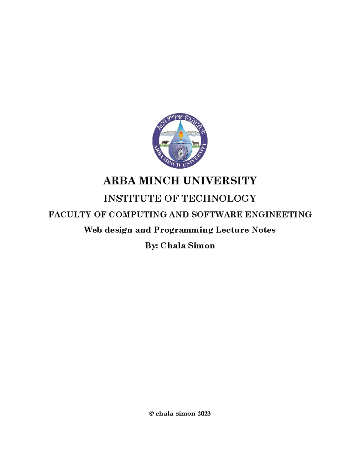 Web design and programming module - ARBA MINCH UNIVERSITY INSTITUTE OF ...