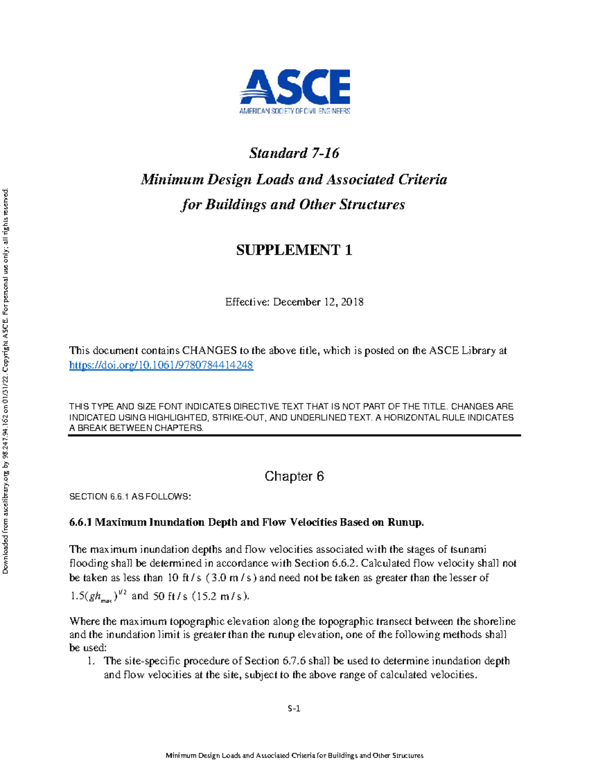 3) ASCE 7-16 Supplements- For reference - S- Standard 7- Minimum Design Loads and Associated ...