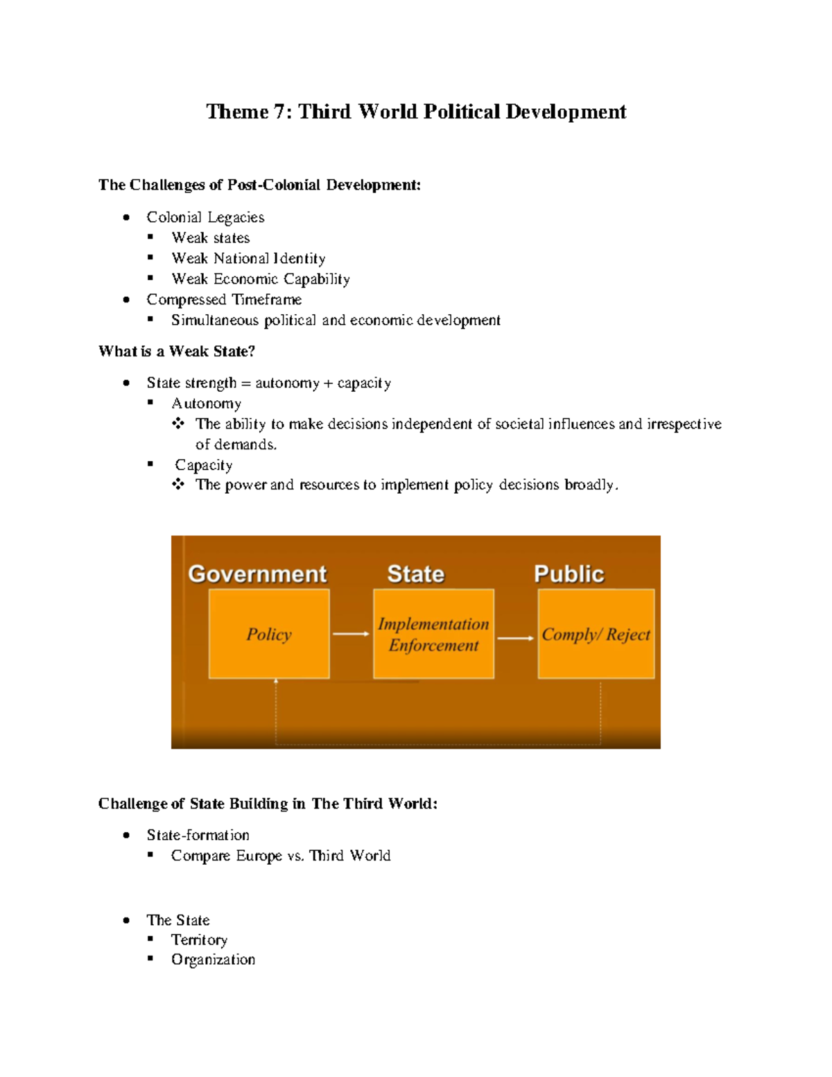 Third World Political Development - Capacity The power and resources to ...