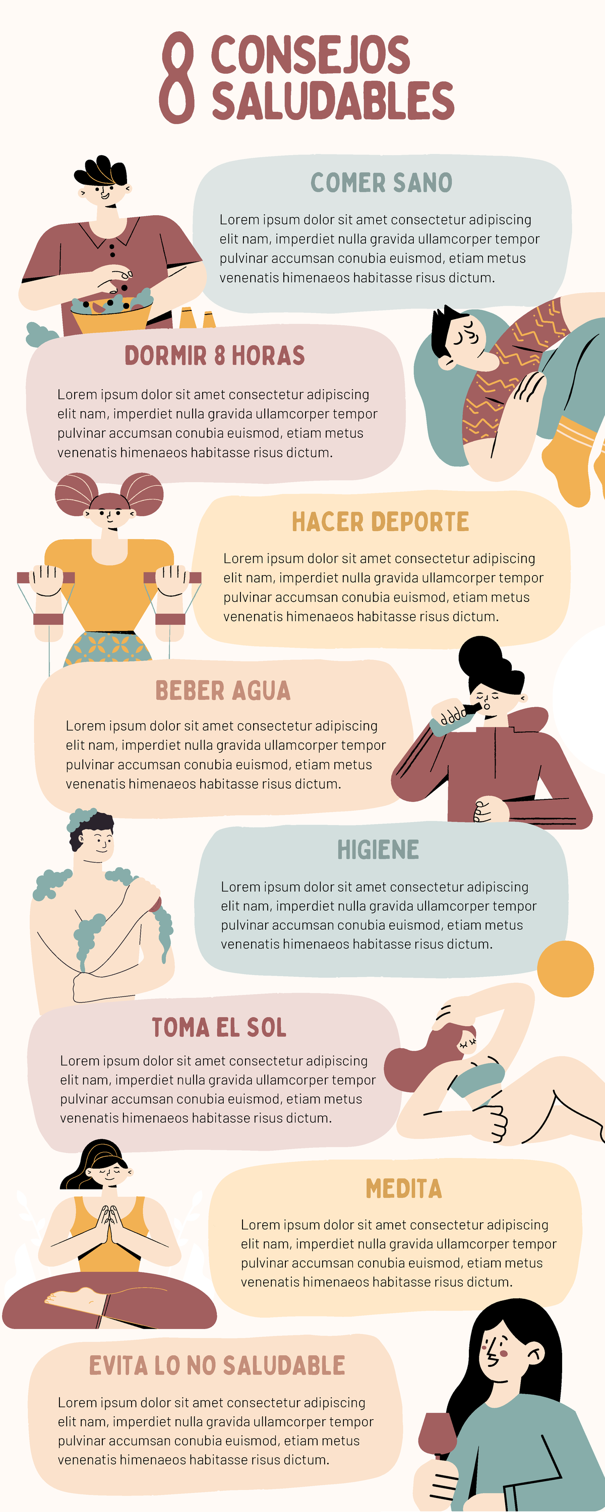 Infografía Informativa Salud Hábitos y Consejos Saludables Ilustrada ...