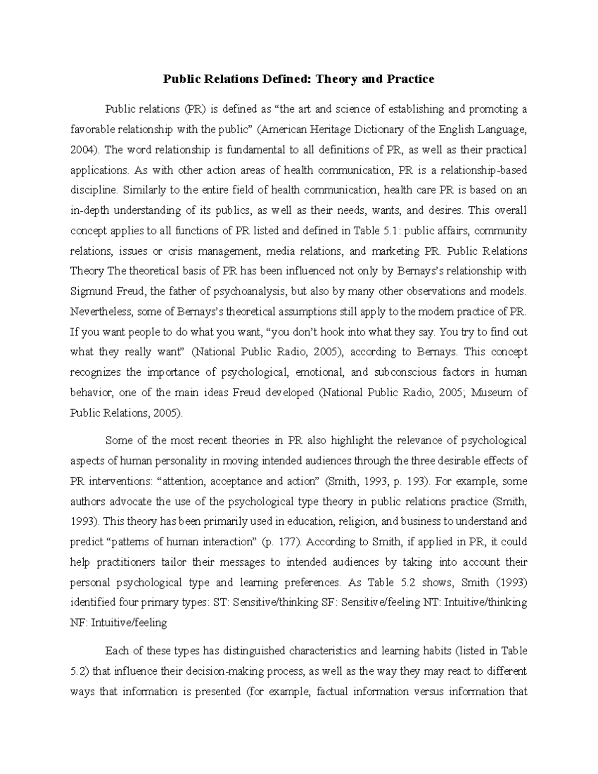 Public Relations Defined-Theory and Practice - Public Relations Defined ...