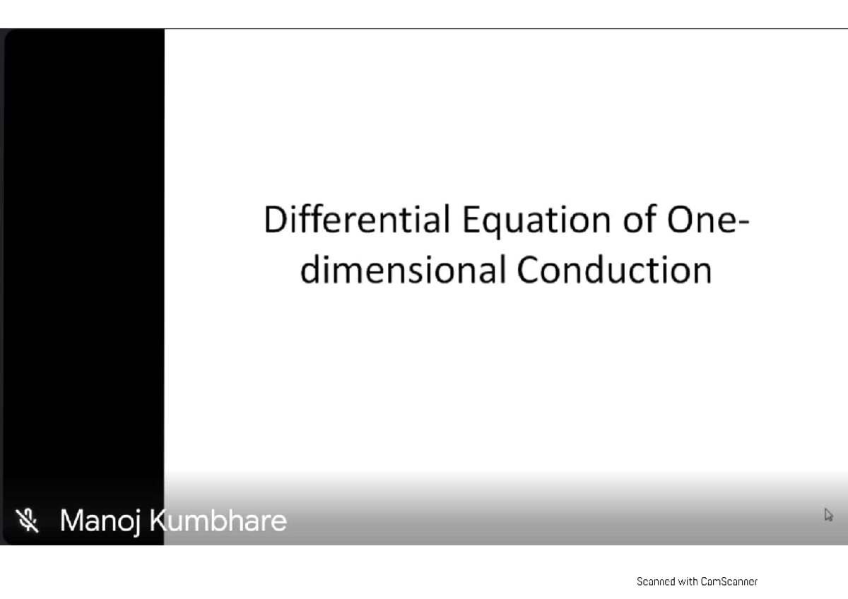 Differential Equation of One dimensional conduction - Heat Transfer ...
