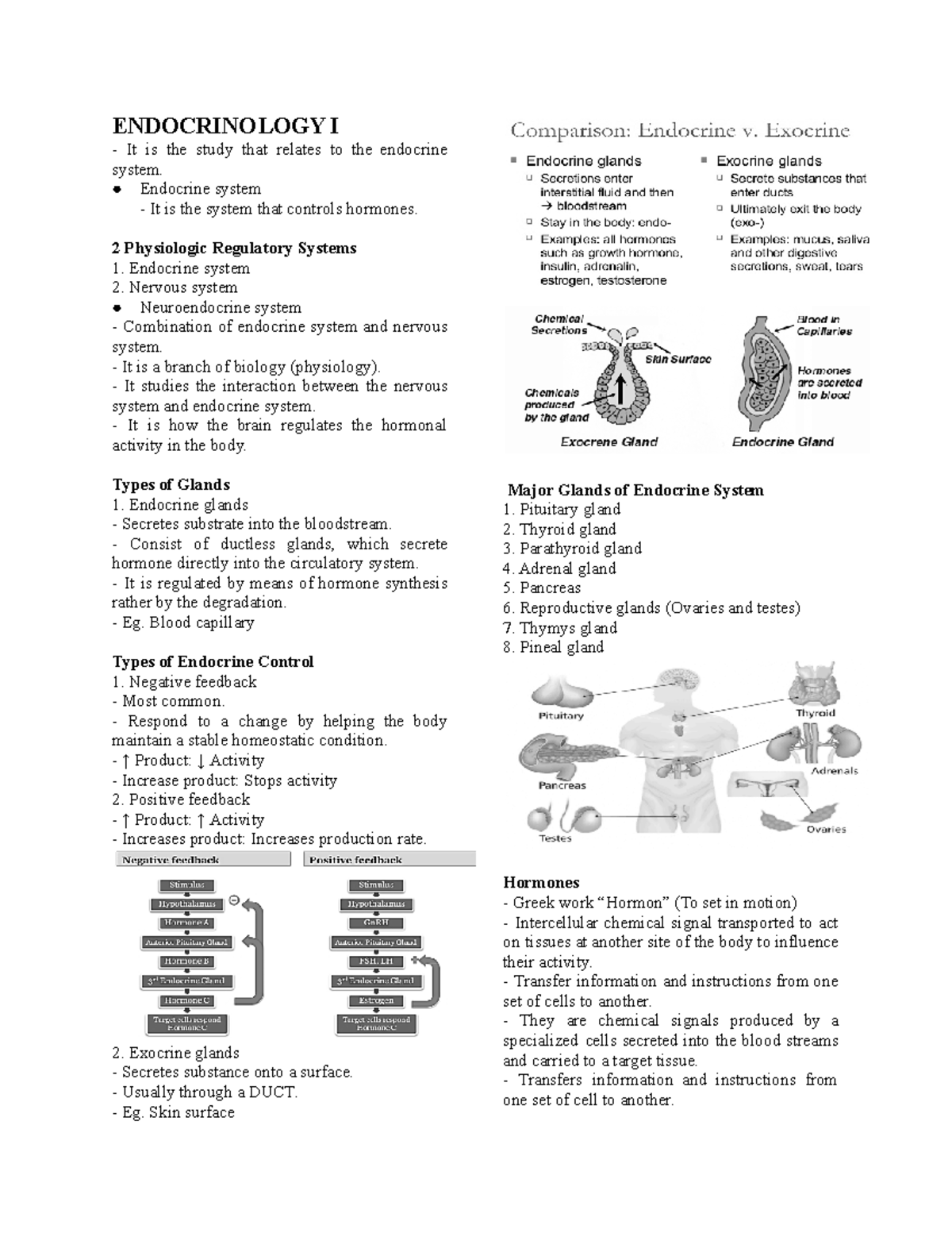 Endocrinology I - ENDOCRINOLOGY I It is the study that relates to the ...