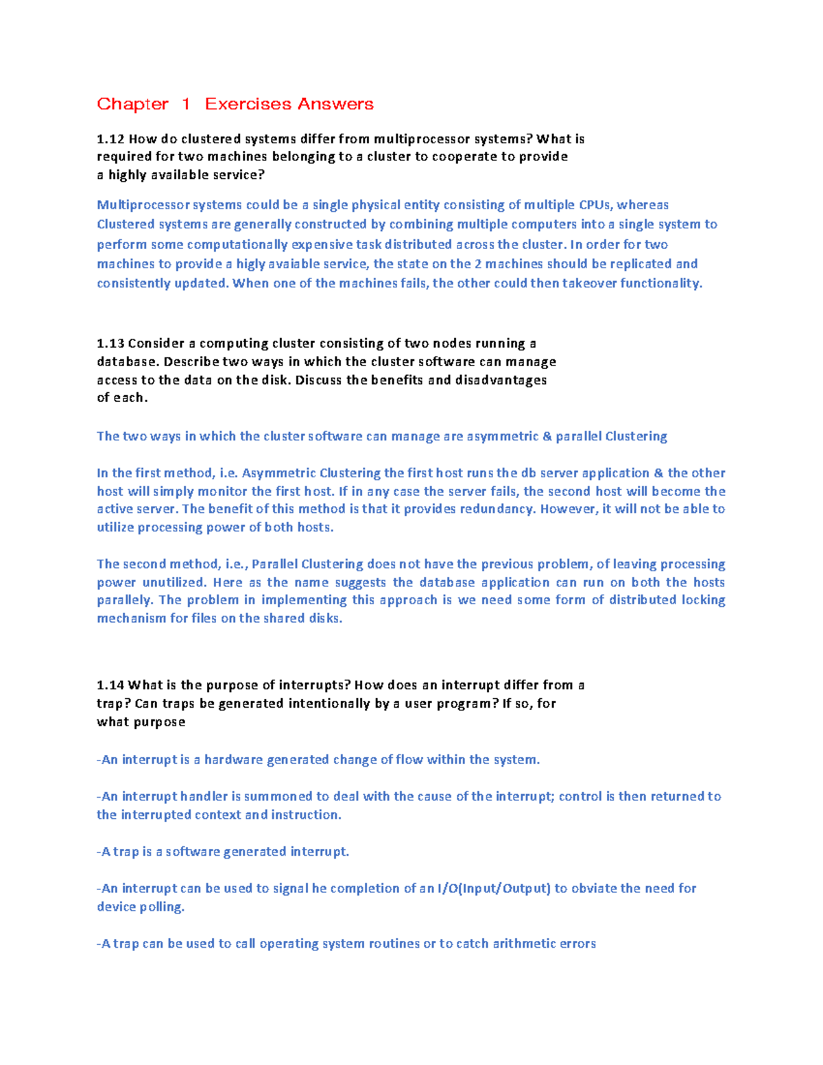 Chapter 1 Exercises Answers - Chapter 1 Exercises Answers 1 How do ...