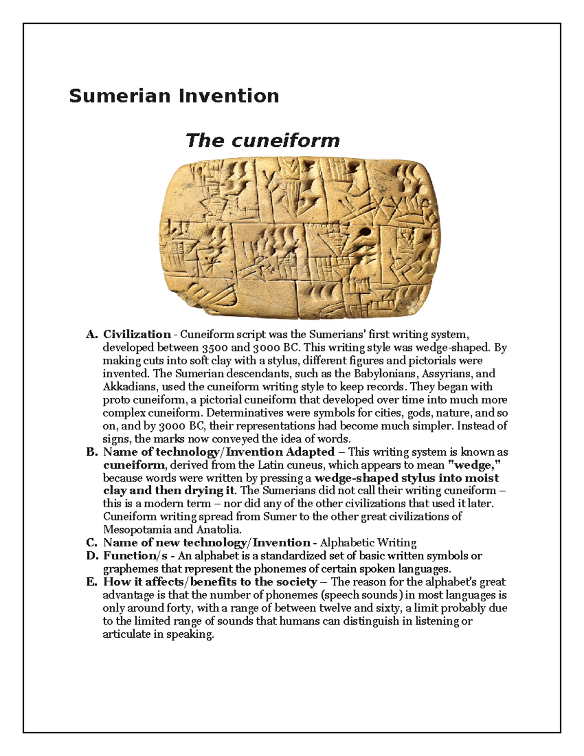Sumerian Technology