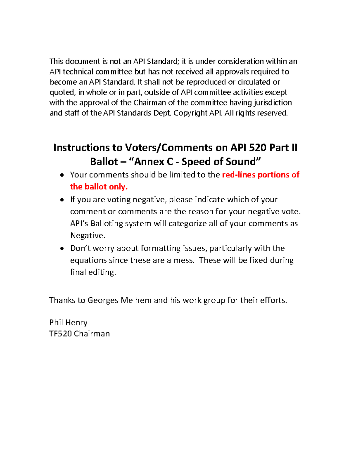 API 520 Part II - Ballot (Annex C Speed of Sound)24 - This document is not an API Standard; it ...