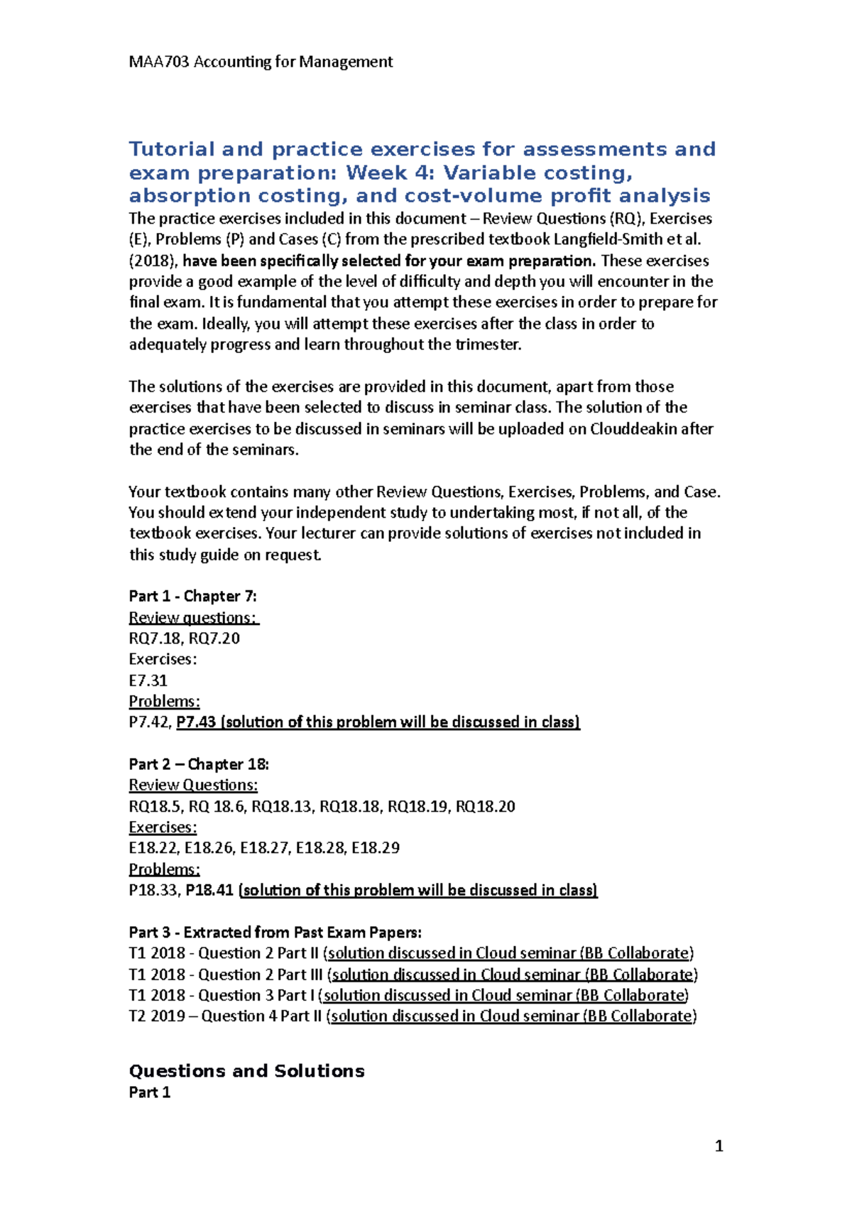 Tutorial and Practice exercises for assessment and exam preparation ...