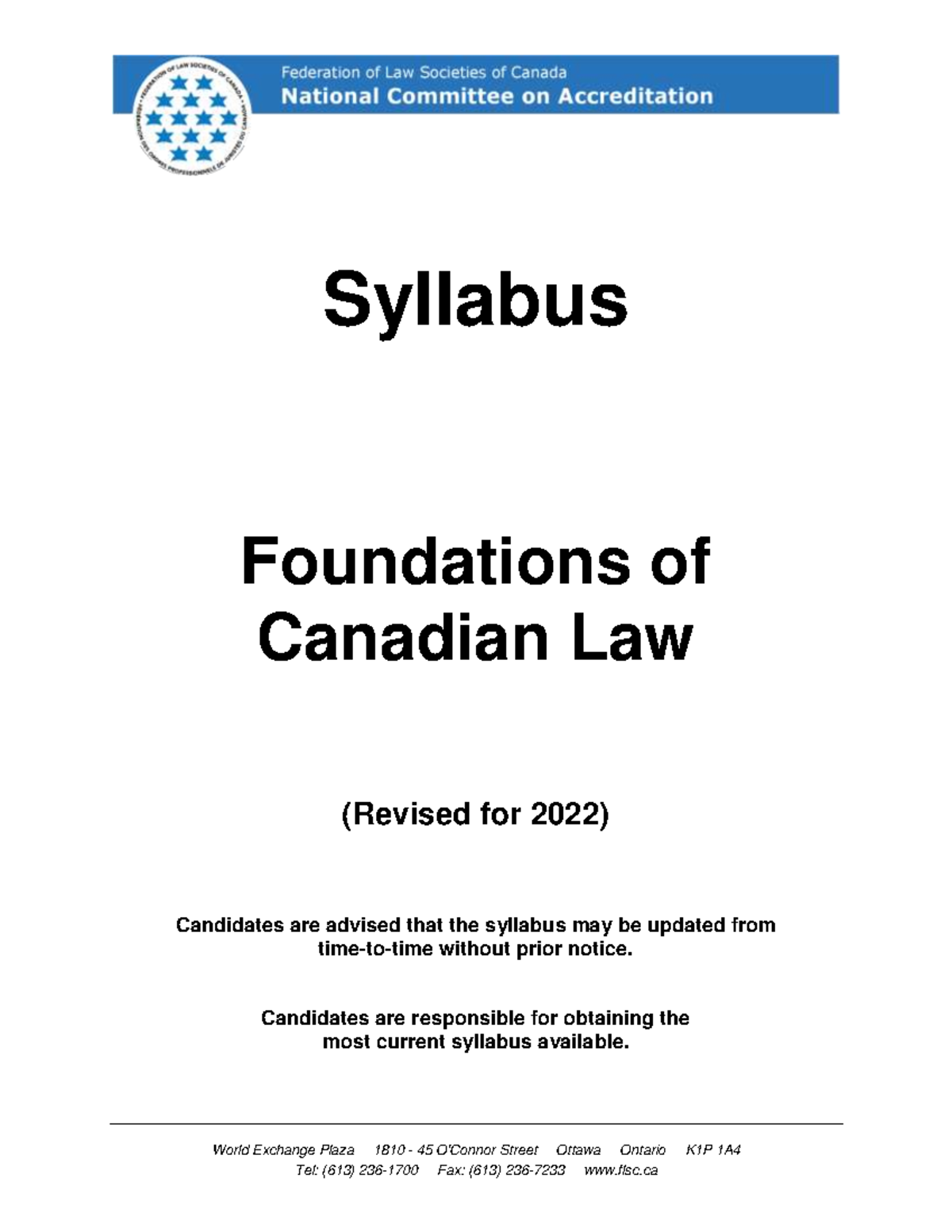Syllabus Foundations 2022 revised - World Exchange Plaza 1810 - 45 O ...