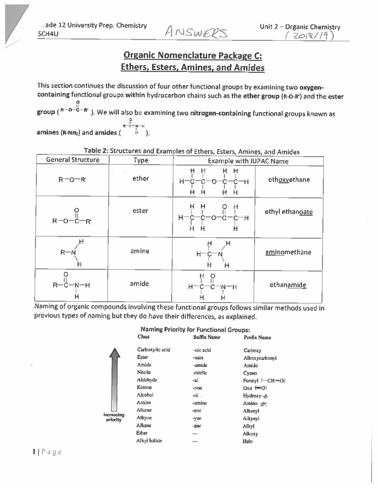 Organic nomenclature ethers, esters, amines, amides answers - Studocu