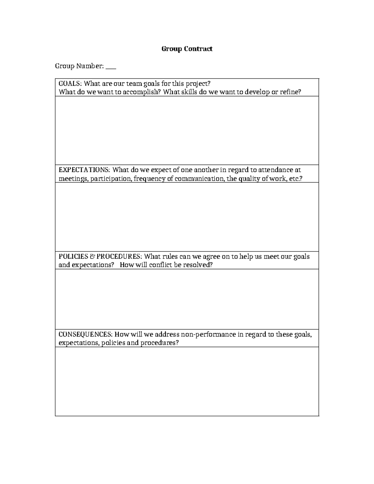 Group Contract Template - Group Contract Group Number: ____ GOALS: What ...