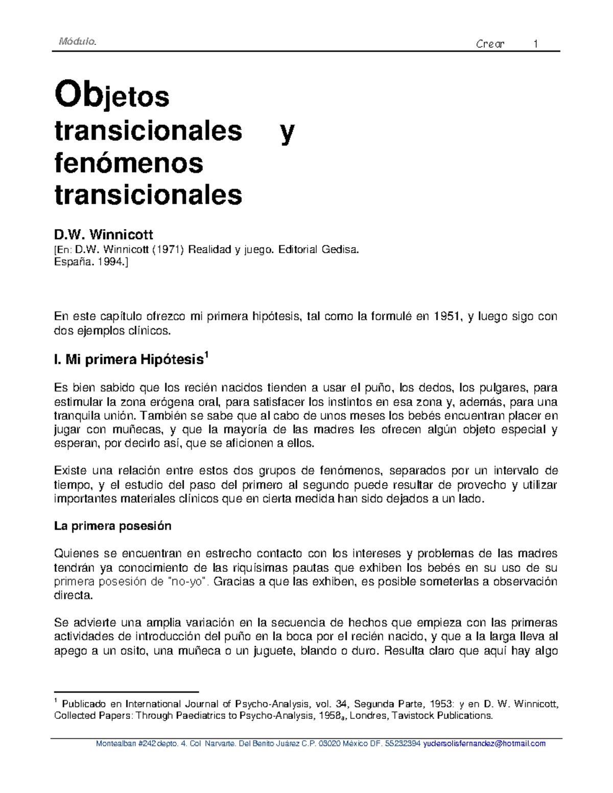 Objetos-trancisionales-winnicott - Objetos transicionales y fenómenos ...