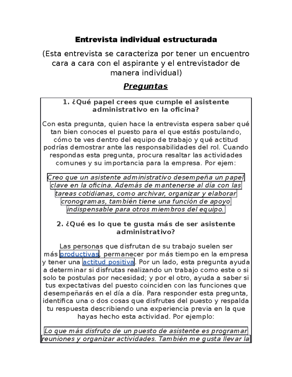 Entrevista individual estructurada omaira - Entrevista individual ...