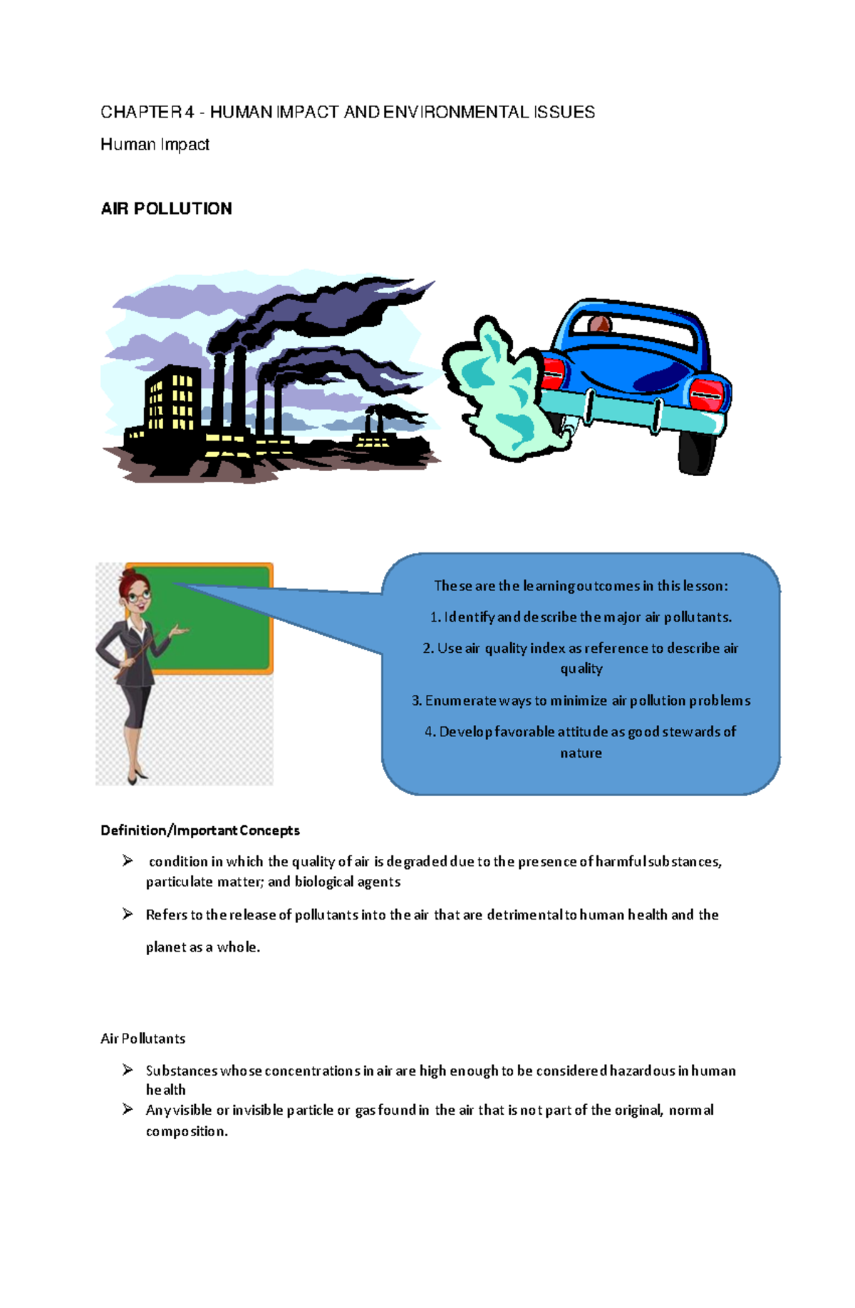 Chapter 4 Environmental COnservation - CHAPTER 4 - HUMAN IMPACT AND ...