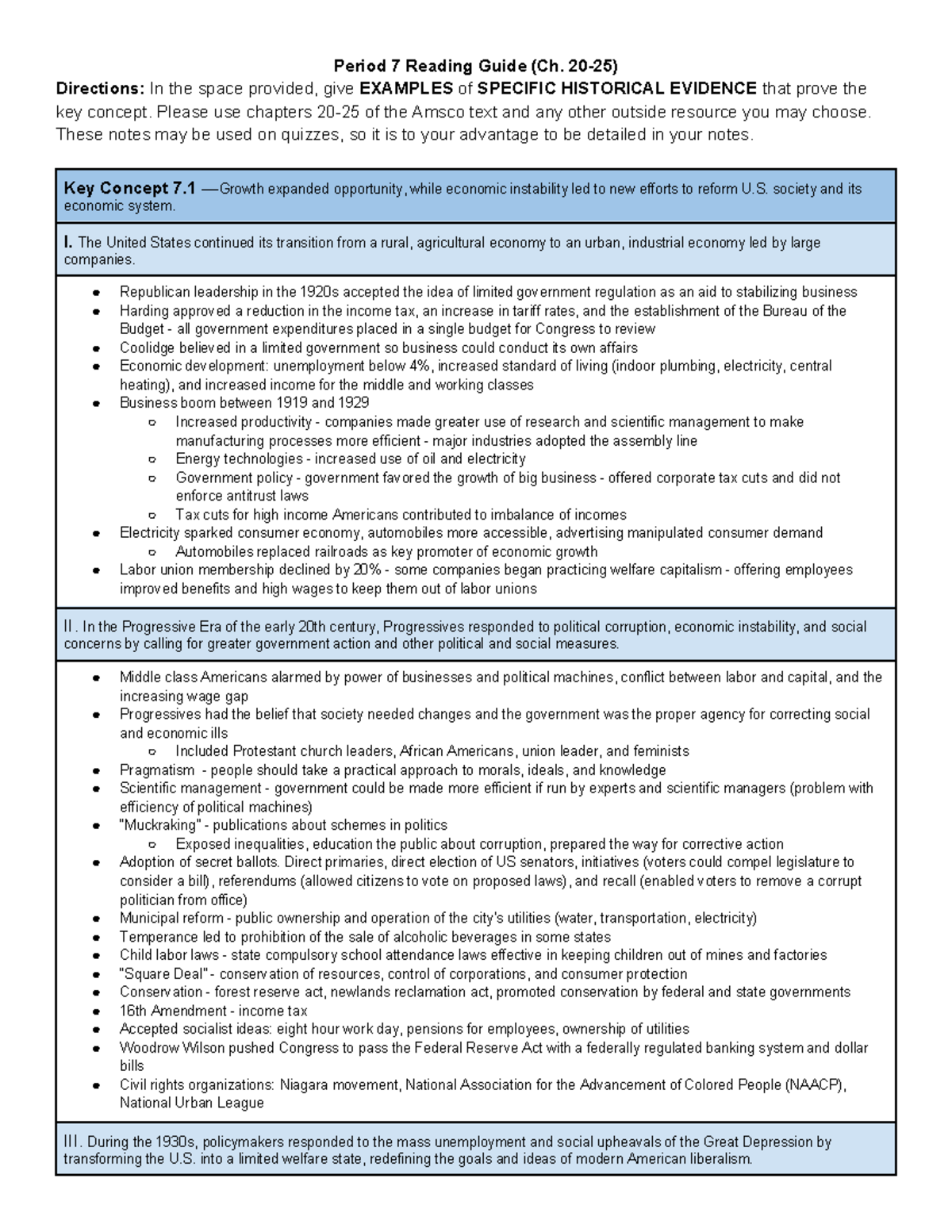 Period 7 Reading Guide (Ch. 20-25) - Period 7 Reading Guide (Ch. 20-25 ...