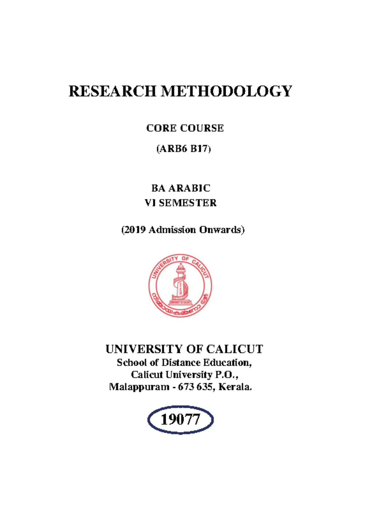 SLM-Arabic- Research Methodology - RESEARCH METHODOLOGY UNIVERSITY OF ...