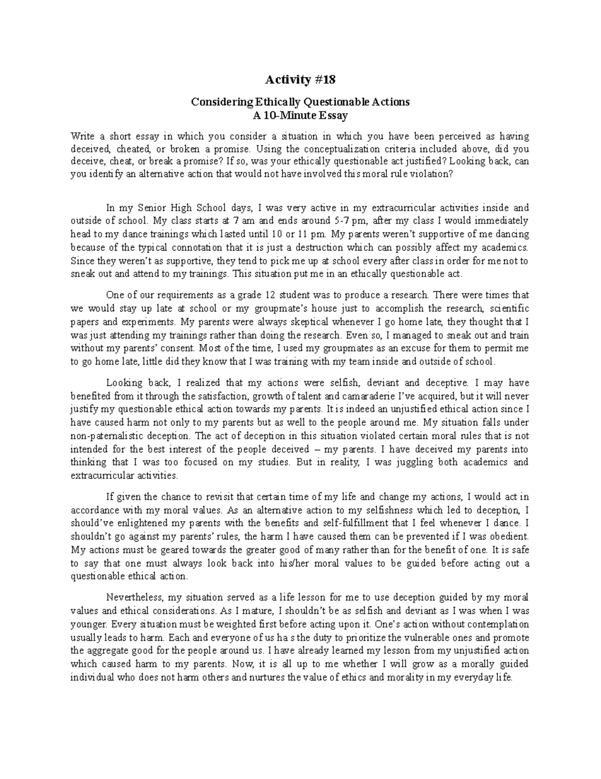 SMA Activity 18 - TOP - Activity Considering Ethically Questionable ...