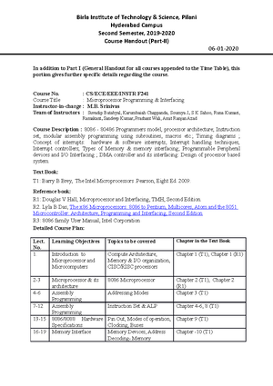 Tutorial - Microprocessors & Interfacing - BITS Pilani - Studocu