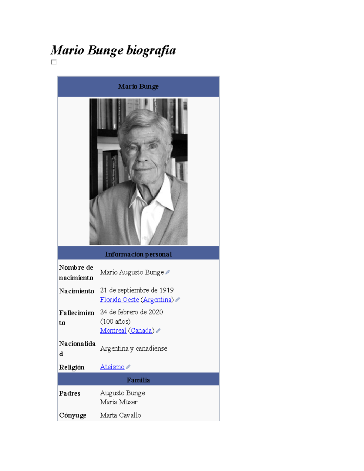 Mario Bunge biografia - ,jkgjh - Mario Bunge biografia Mario Bunge ...