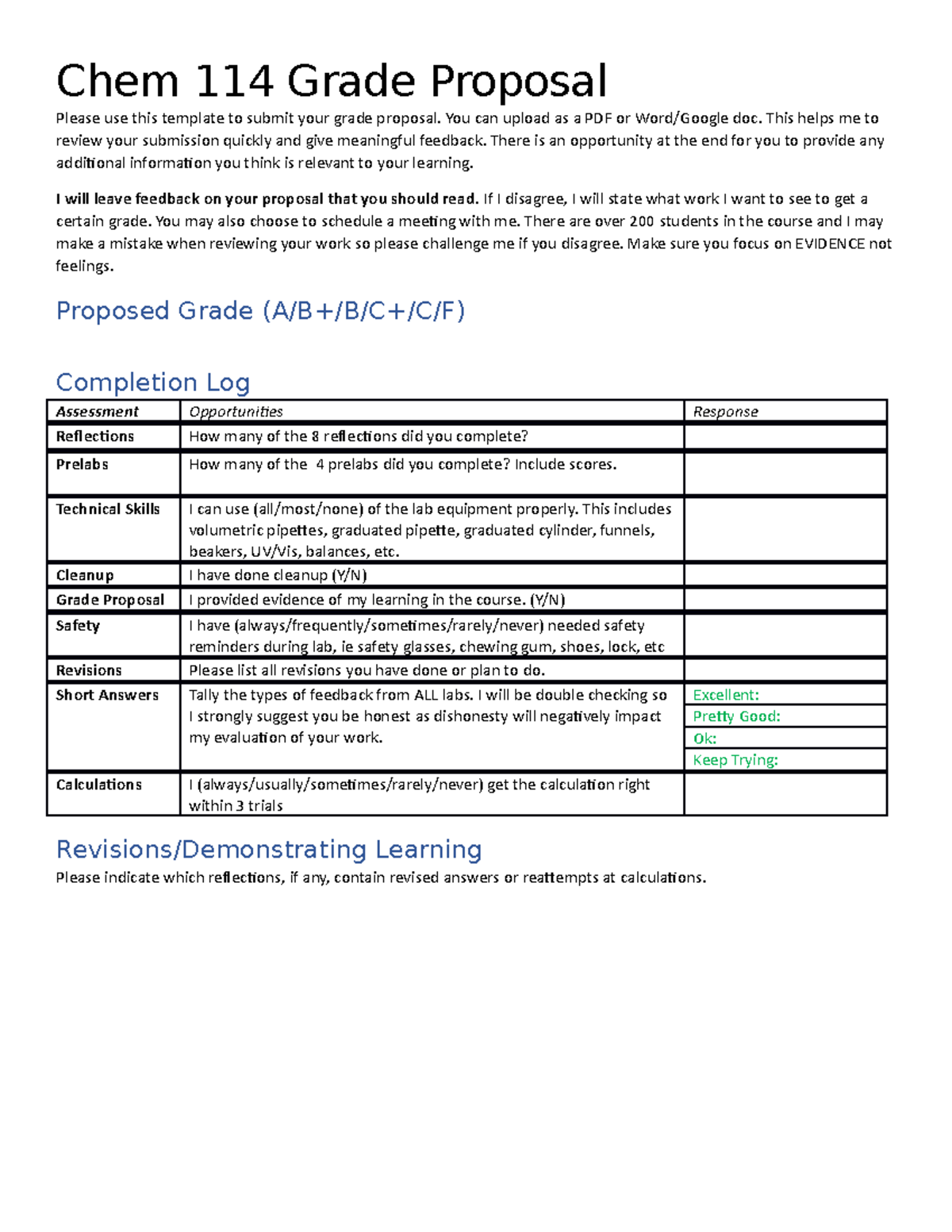 Chem 114 Final Grade Proposal Template - Chem 114 Grade Proposal Please ...
