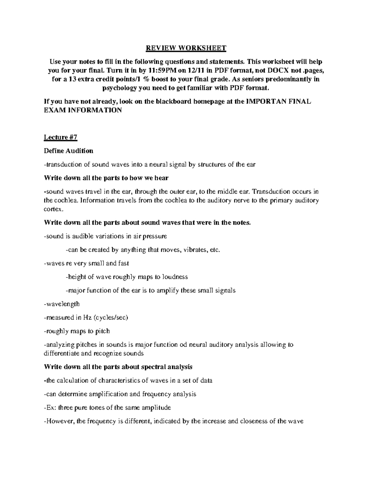 Review Worksheet-RF - REVIEW WORKSHEET Use your notes to fill in the ...