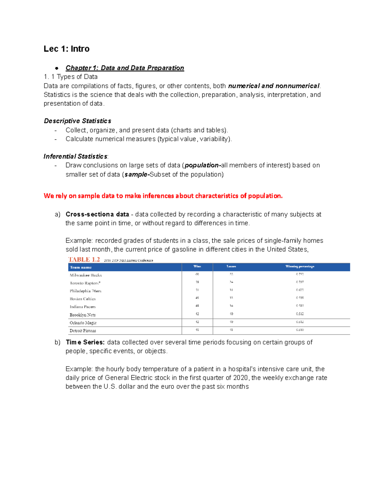 Lec 1 Intro - Lec 1: Intro Chapter 1: Data and Data Preparation 1. 1 ...