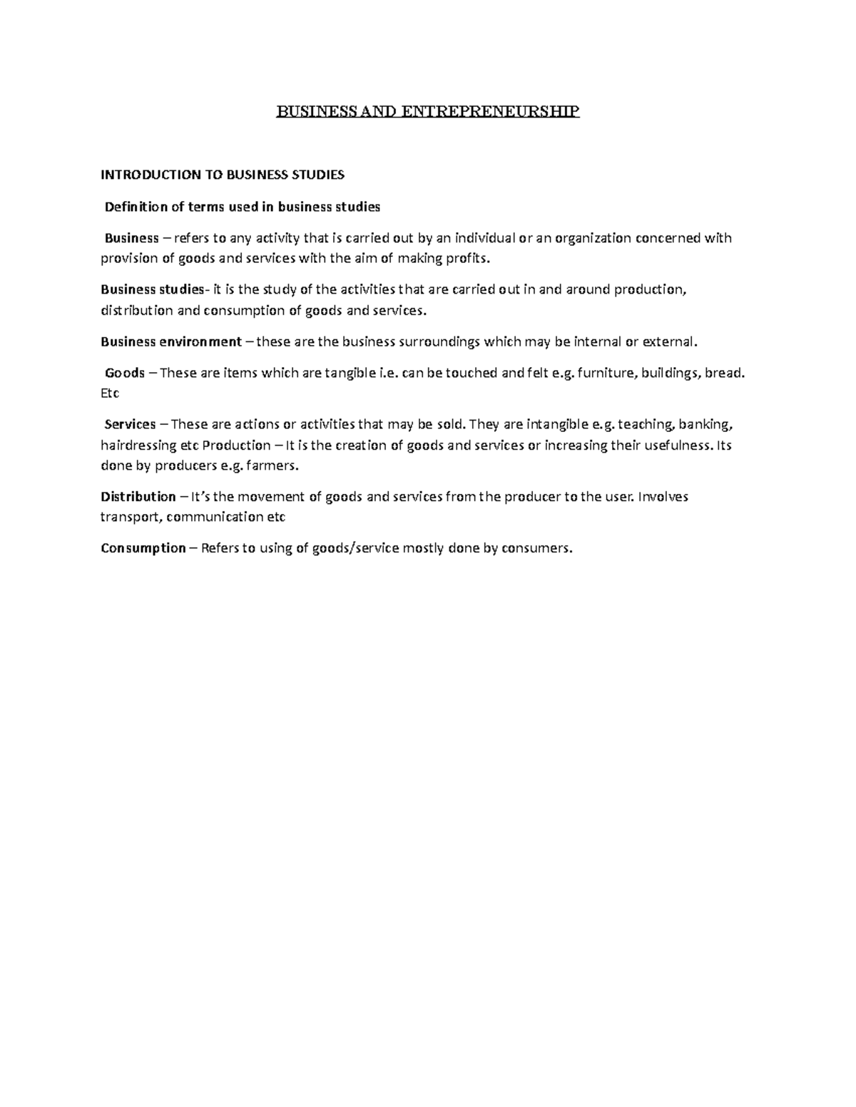 Business AND Entrepreneurship - BUSINESS AND ENTREPRENEURSHIP ...