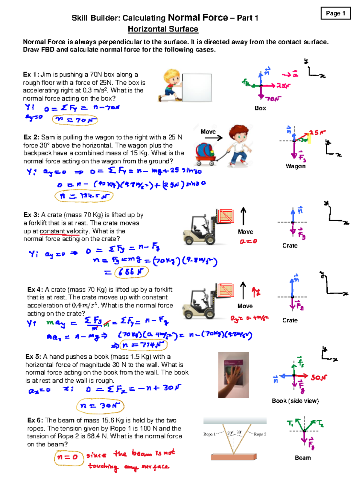 Fn Calc Skill Sp20 Solution - Skill Builder: Calculating Normal Force – Part 1 Page 1 Normal ...