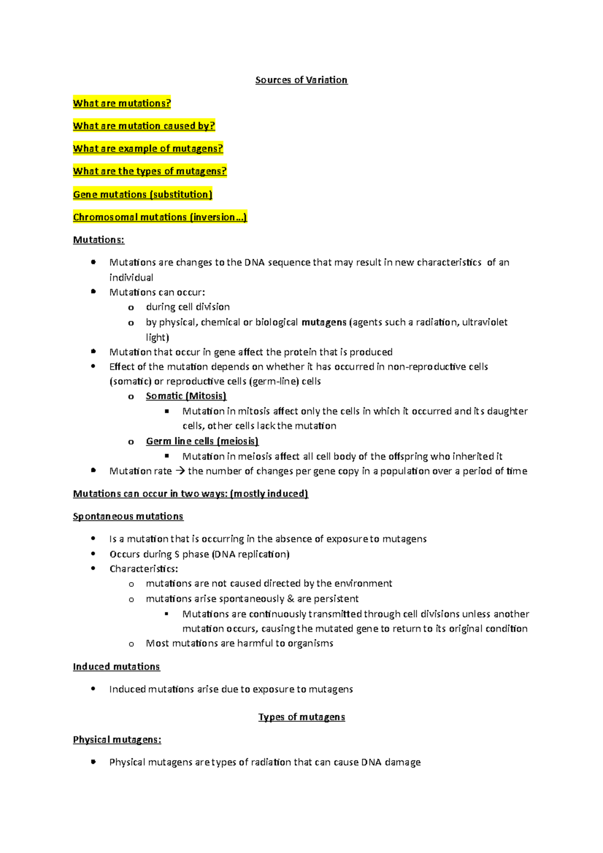 Sources of variation - Lecture notes - Sources of Variation What are ...