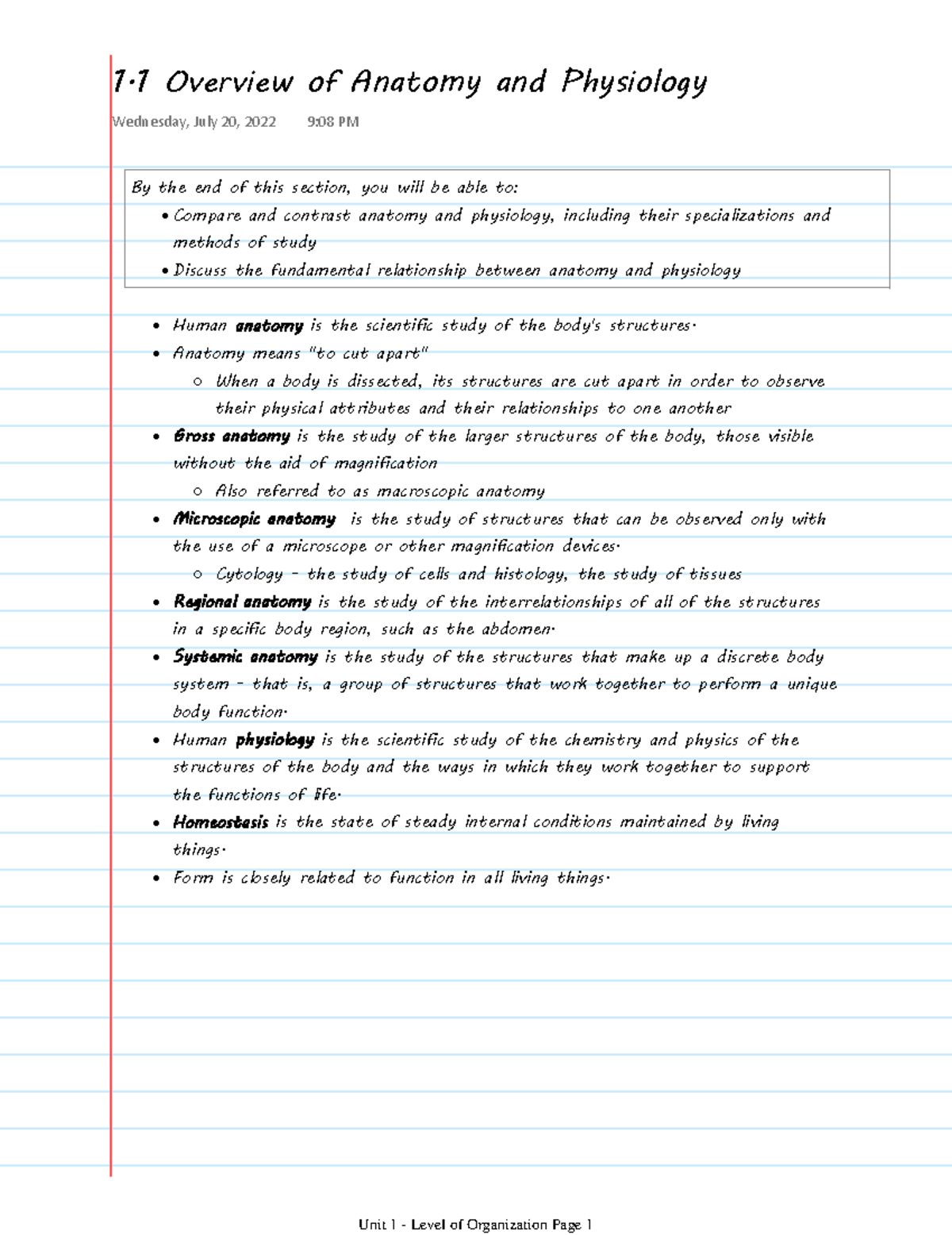 1.1 Overview of Anatomy and Physiology - By the end of this section ...