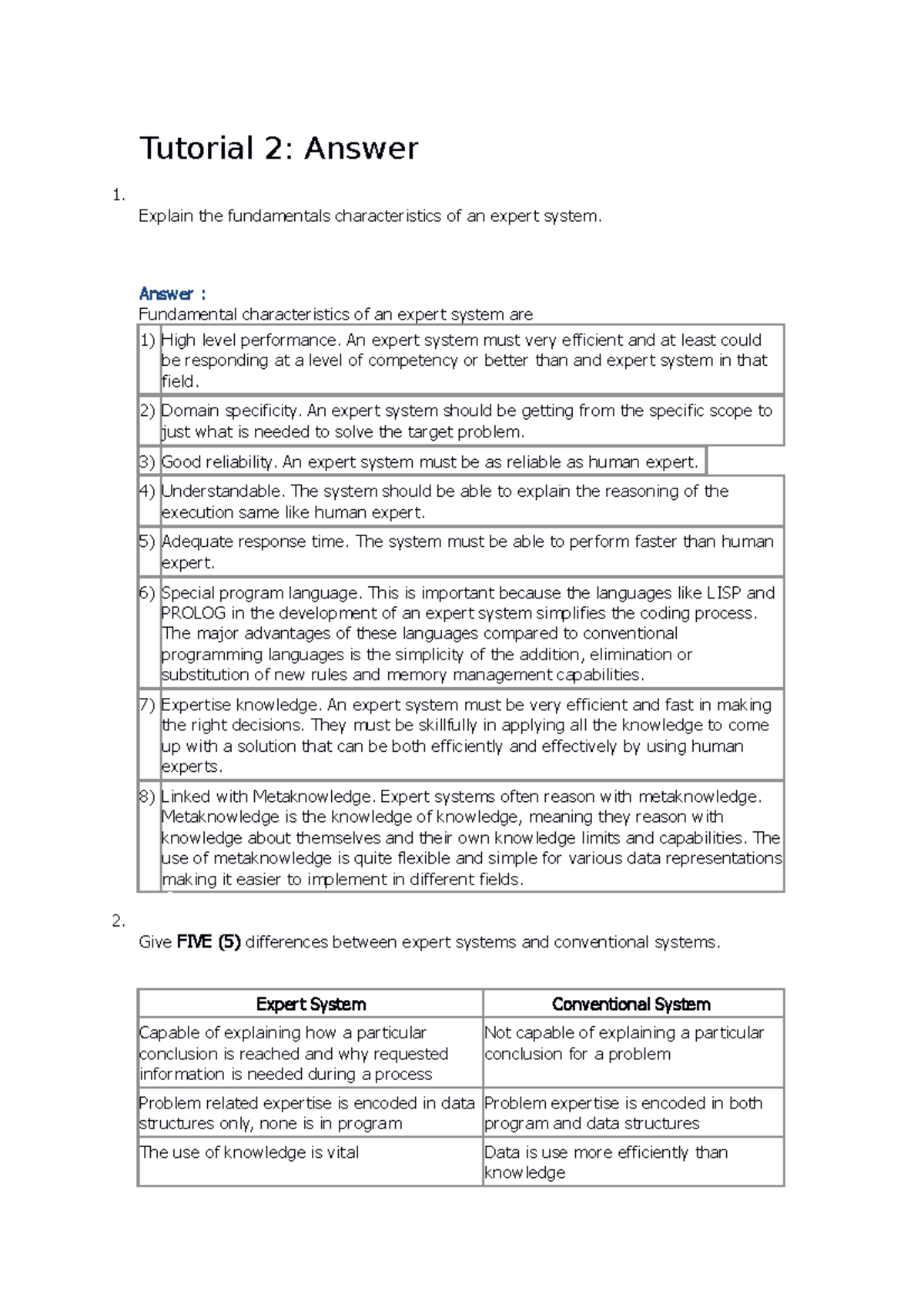 Tutorial 2 Answer - csc583 - Tutorial 2: Answer 1. Explain the ...