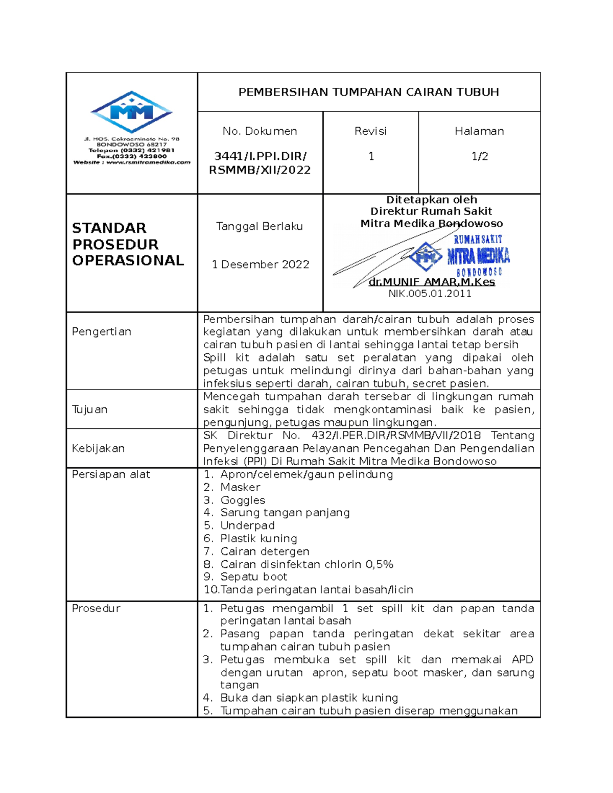 1. Pembersihan Tumpahan Cairan Tubuh - PEMBERSIHAN TUMPAHAN CAIRAN ...