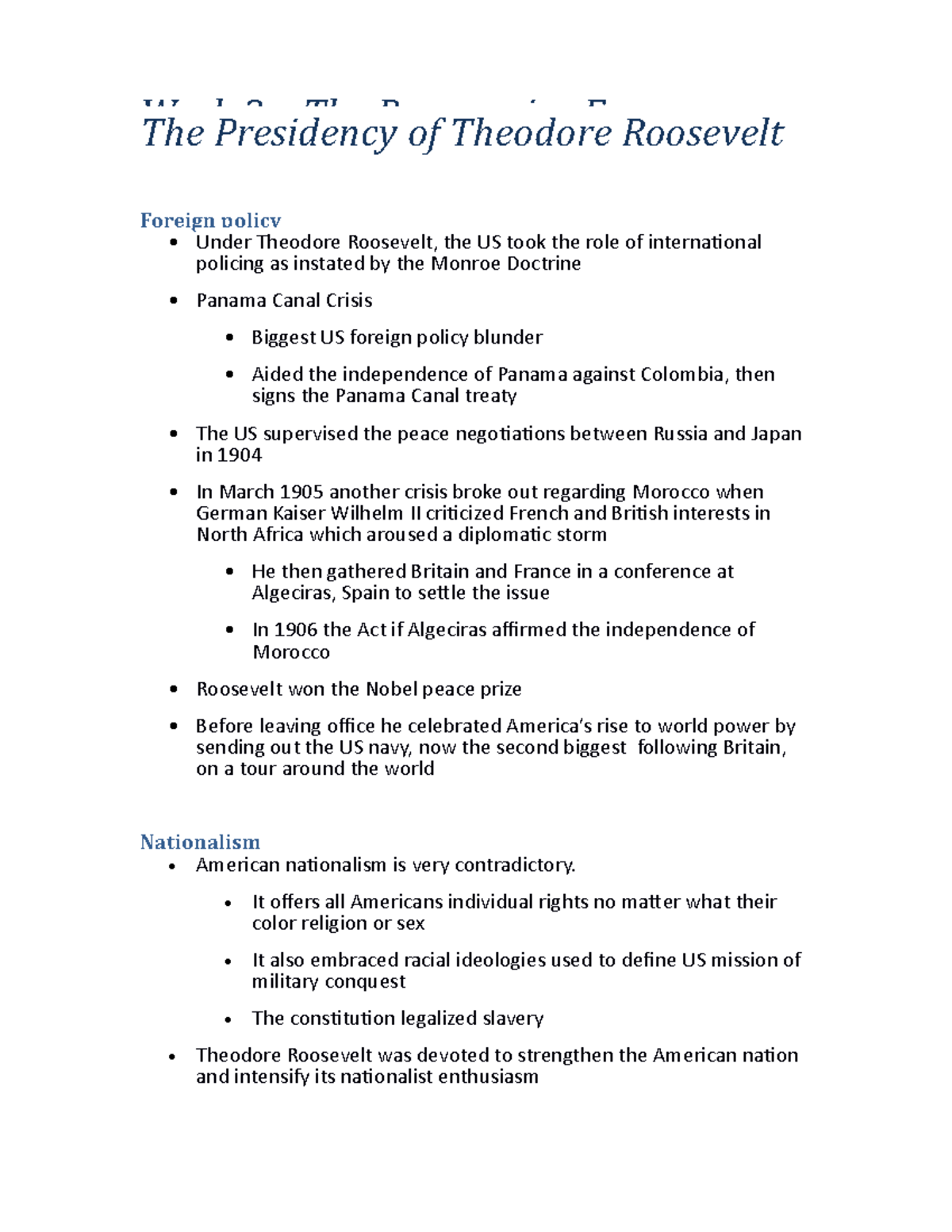 Week 3 – The Progressive Era - Week 3 The Progressive Era The ...