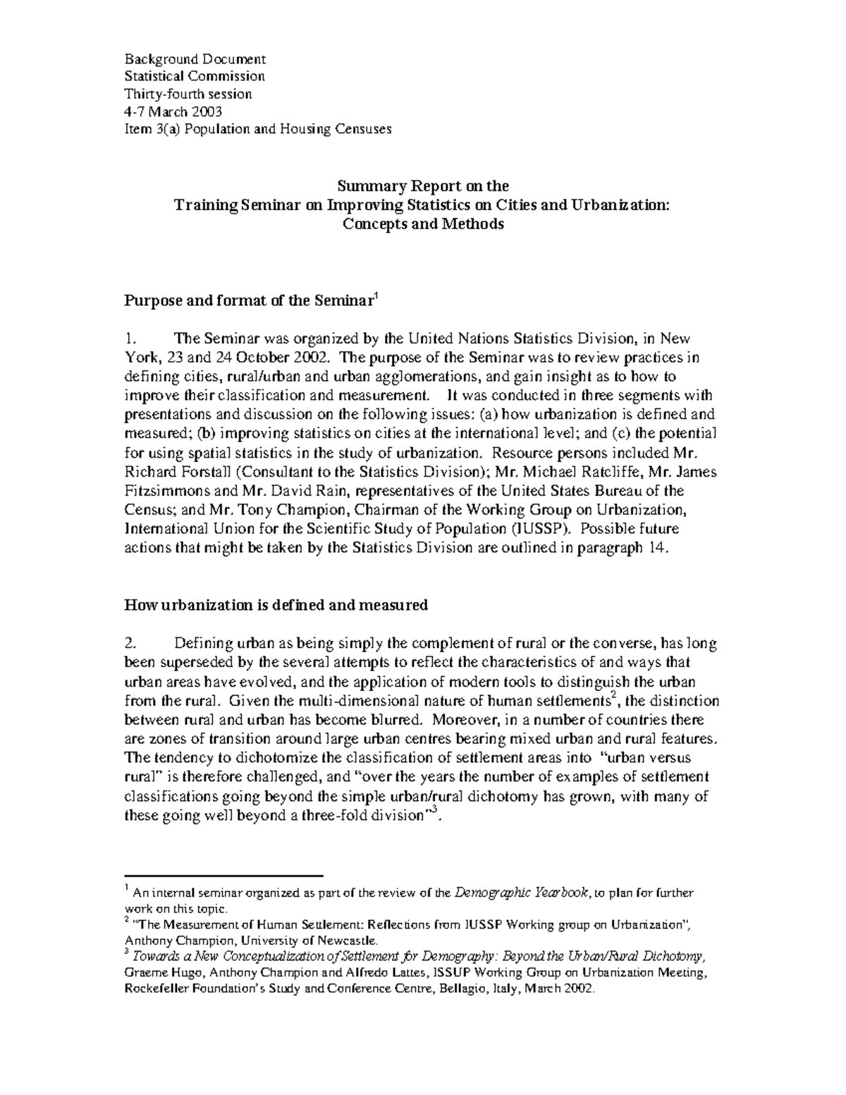 Urbanization-E - cs of matrials - Background Document Statistical ...