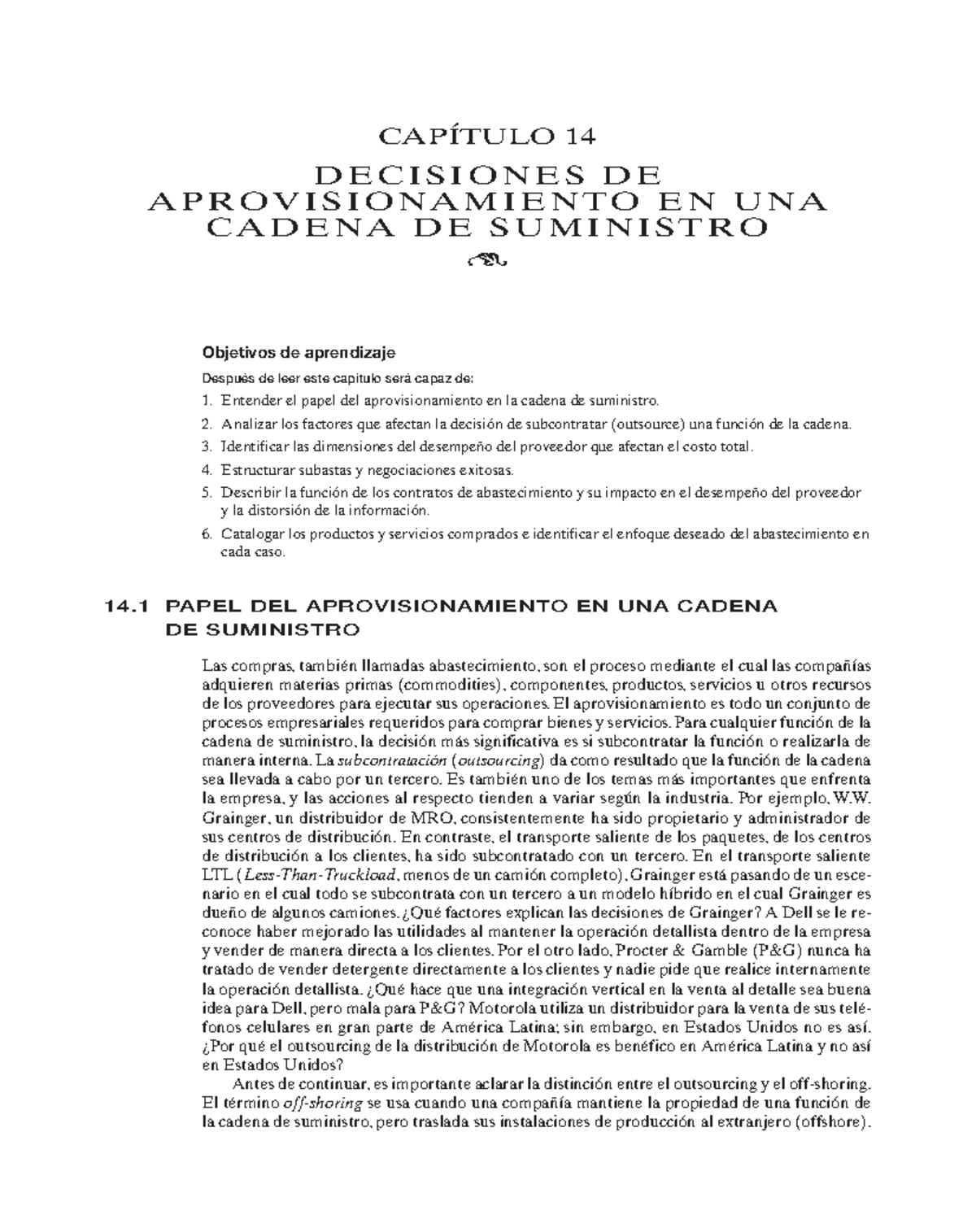 Soporte 6B - VBNM,.- CAPÍTULO 14 DECISIONES DE APROVISIONAMIENTO EN UNA ...