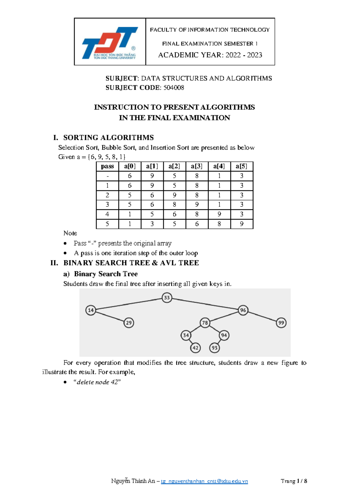 DSA Instruction To Present Algorithms In Examinations - FINAL ...