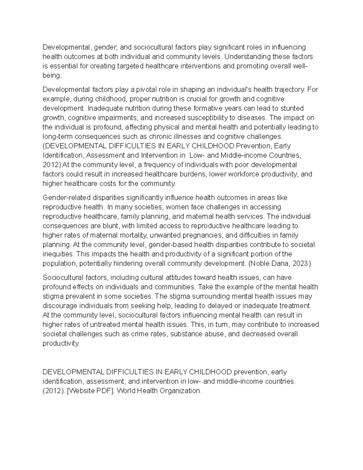 Db2 - Week 2 Topic 2 Discuss developmental, gender, and sociocultural ...